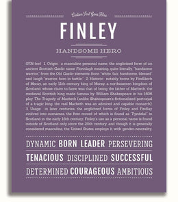 Finley Personalized Name Meaning Art Prints – Name Stories