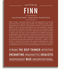 Finn Personalized Name Meaning Art Prints – Name Stories