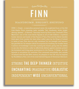 Finn Personalized Name Meaning Art Prints – Name Stories