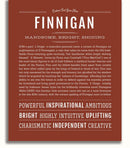 Finnigan Personalized Name Meaning Art Prints – Name Stories