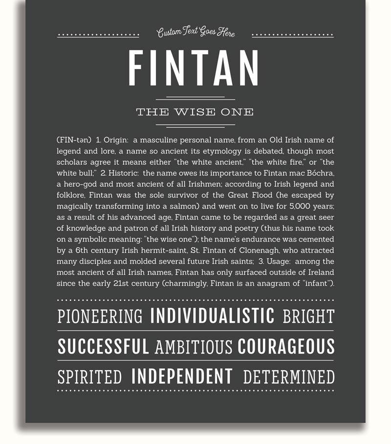 Fintan Personalized Name Meaning Art Prints – Name Stories