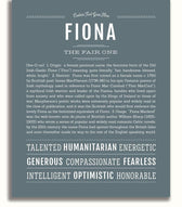 Fiona Personalized Name Meaning Art Prints – Name Stories