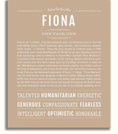 Fiona Personalized Name Meaning Art Prints – Name Stories