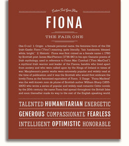 Fiona Personalized Name Meaning Art Prints – Name Stories