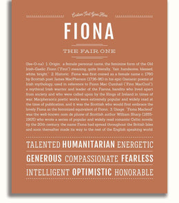 Fiona Personalized Name Meaning Art Prints – Name Stories