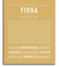 Fiona Personalized Name Meaning Art Prints – Name Stories