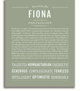 Fiona Personalized Name Meaning Art Prints – Name Stories