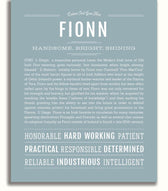 Fionn Personalized Name Meaning Art Prints – Name Stories
