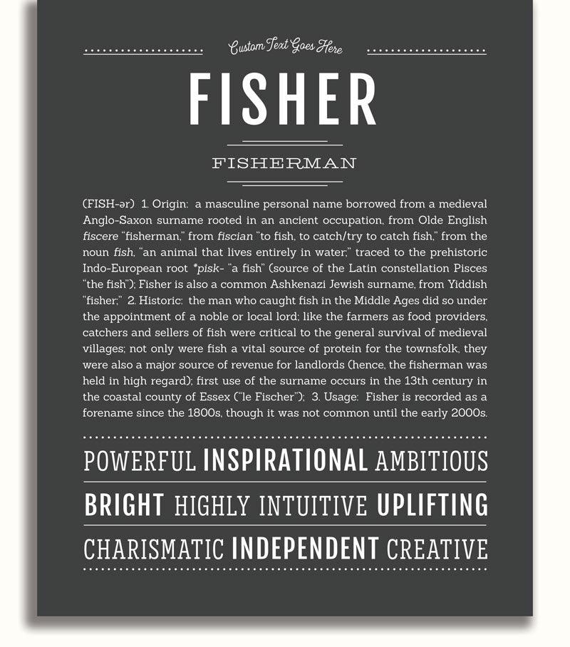 Fisher Personalized Name Meaning Art Prints – Name Stories