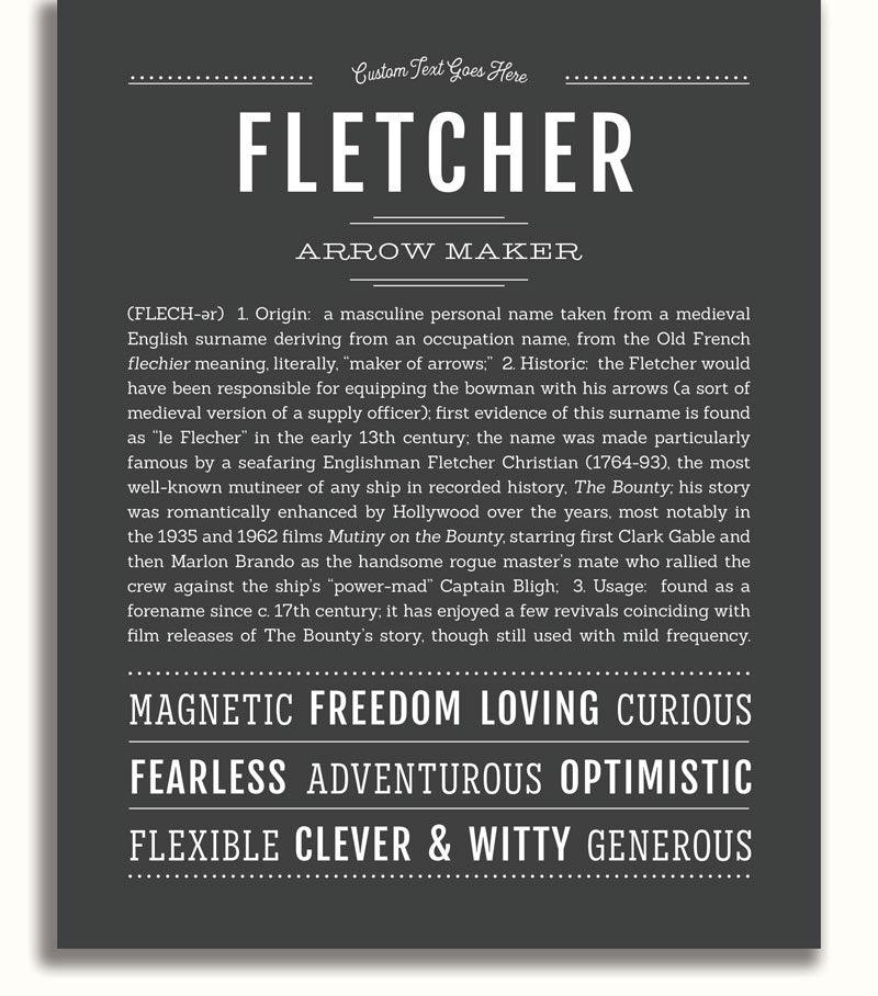 Fletcher Personalized Name Meaning Art Prints – Name Stories