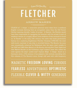 Fletcher Personalized Name Meaning Art Prints – Name Stories