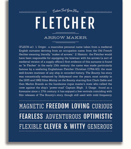 Fletcher Personalized Name Meaning Art Prints – Name Stories