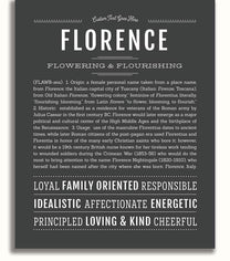 Florence Personalized Name Meaning Art Prints – Name Stories