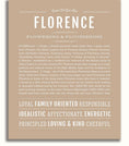 Florence Personalized Name Meaning Art Prints – Name Stories