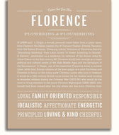 Florence Personalized Name Meaning Art Prints – Name Stories