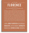 Florence Personalized Name Meaning Art Prints – Name Stories