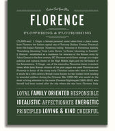 Florence Personalized Name Meaning Art Prints – Name Stories