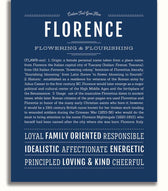 Florence Personalized Name Meaning Art Prints – Name Stories