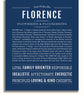 Florence Personalized Name Meaning Art Prints – Name Stories