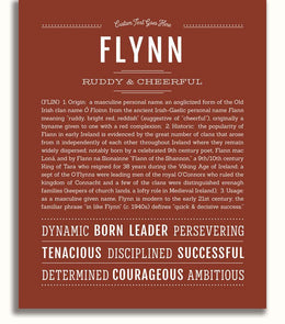 Flynn Personalized Name Meaning Art Prints – Name Stories