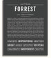 Forrest Personalized Name Meaning Art Prints – Name Stories