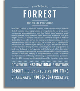 Forrest Personalized Name Meaning Art Prints – Name Stories