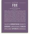 Fox Personalized Name Meaning Art Prints – Name Stories