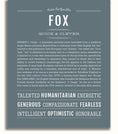 Fox Personalized Name Meaning Art Prints – Name Stories