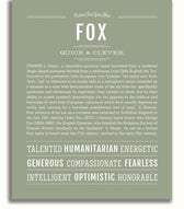Fox Personalized Name Meaning Art Prints – Name Stories