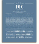 Fox Personalized Name Meaning Art Prints – Name Stories
