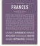 Frances Personalized Name Meaning Art Prints – Name Stories