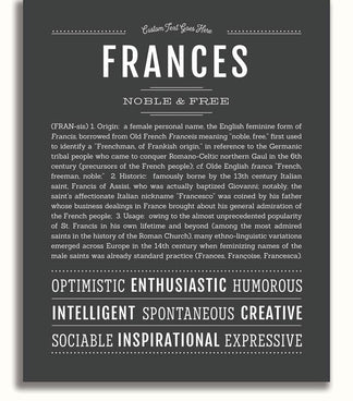 Frances | Name Art Print – Name Stories