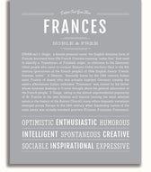 Frances Personalized Name Meaning Art Prints – Name Stories