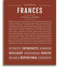 Frances Personalized Name Meaning Art Prints – Name Stories