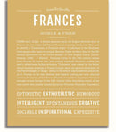 Frances Personalized Name Meaning Art Prints – Name Stories