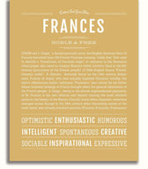 Frances Personalized Name Meaning Art Prints – Name Stories