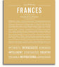 Frances Personalized Name Meaning Art Prints – Name Stories