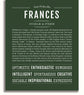 Frances Personalized Name Meaning Art Prints – Name Stories