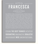 Francesca Personalized Name Meaning Art Prints – Name Stories