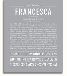 Francesca Personalized Name Meaning Art Prints – Name Stories
