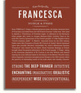 Francesca Personalized Name Meaning Art Prints – Name Stories