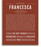 Francesca Personalized Name Meaning Art Prints – Name Stories
