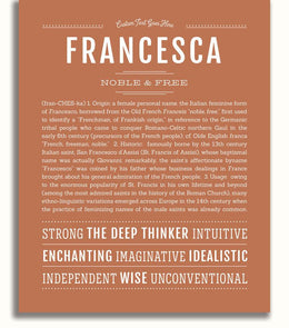 Francesca Personalized Name Meaning Art Prints – Name Stories