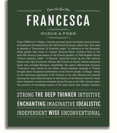 Francesca Personalized Name Meaning Art Prints – Name Stories