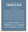 Francesca Personalized Name Meaning Art Prints – Name Stories