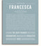 Francesca Personalized Name Meaning Art Prints – Name Stories