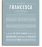 Francesca Personalized Name Meaning Art Prints – Name Stories