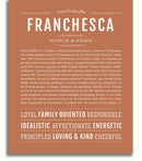 Franchesca Personalized Name Meaning Art Prints – Name Stories