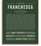 Franchesca Personalized Name Meaning Art Prints – Name Stories