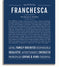 Franchesca Personalized Name Meaning Art Prints – Name Stories